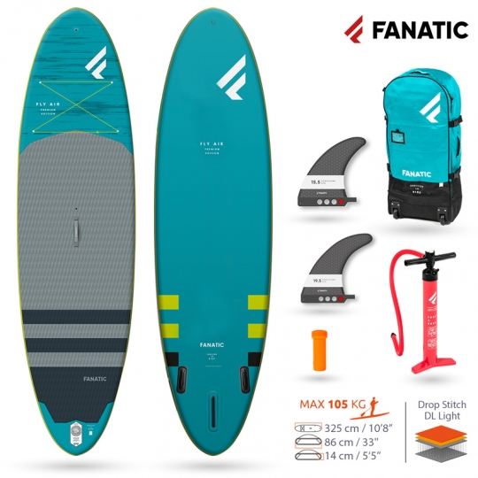 SUP gonflable Fanatic Fly Air Premium 10'8" 2021 - stand up paddle drop ...