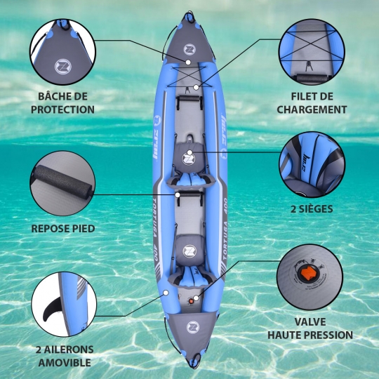 Kayak gonflable ZRAY TORTUGA 2 personnes Dropstitch