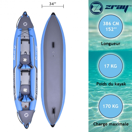 Kayak gonflable ZRAY TORTUGA 2 personnes Dropstitch