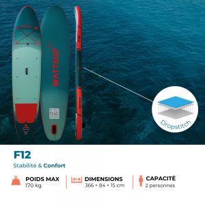 Pack SUP Gonflable Wattsup F12 - NEW 2025 | Volume pour monter en duo